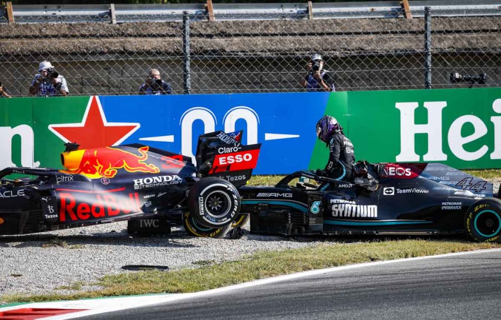 Max Verstappen: Lewis Hamilton 'ran me out of road' in Monza crash ...