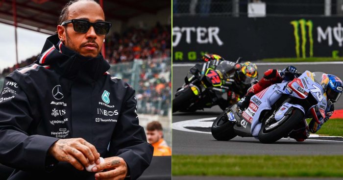 Lewis Hamilton on a motorbike?! F1 v MotoGP at the British Grand Prix ...
