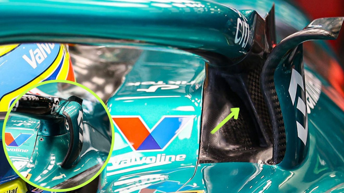Previously unseen detail of Aston Martin AMR25 exposed in F1 testing