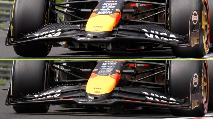 Red Bull front wing and brake duct inlet under microscope at Hungarian GP